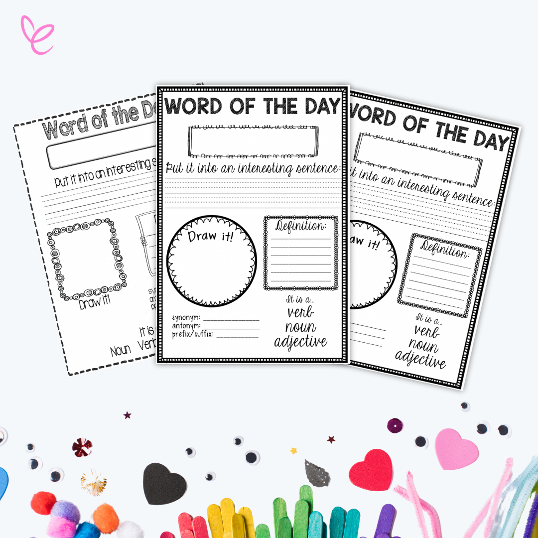 Word of the Day Templates Vocabulary & Spelling Activities – Mrs Edgar