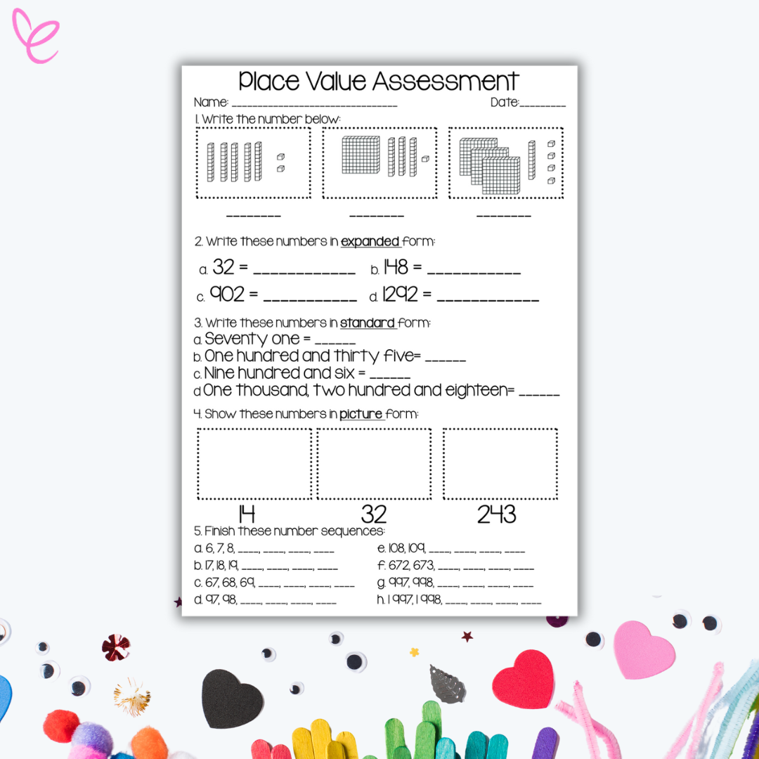 Place Value Worksheets 2nd Grade Expanded Form Place Value Assessment