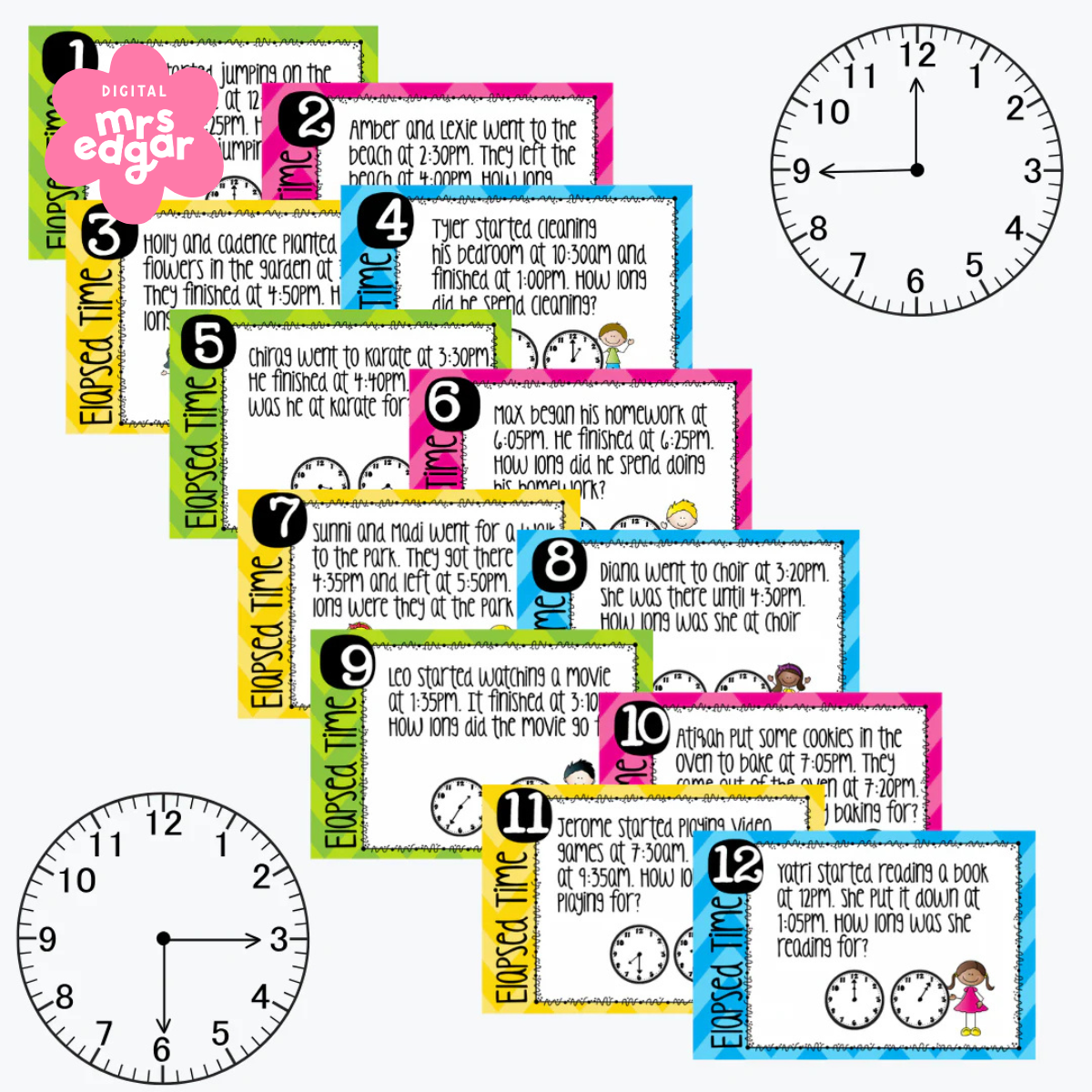 Elapsed Time Task Cards Grade 3 Grade 4 – Mrs Edgar