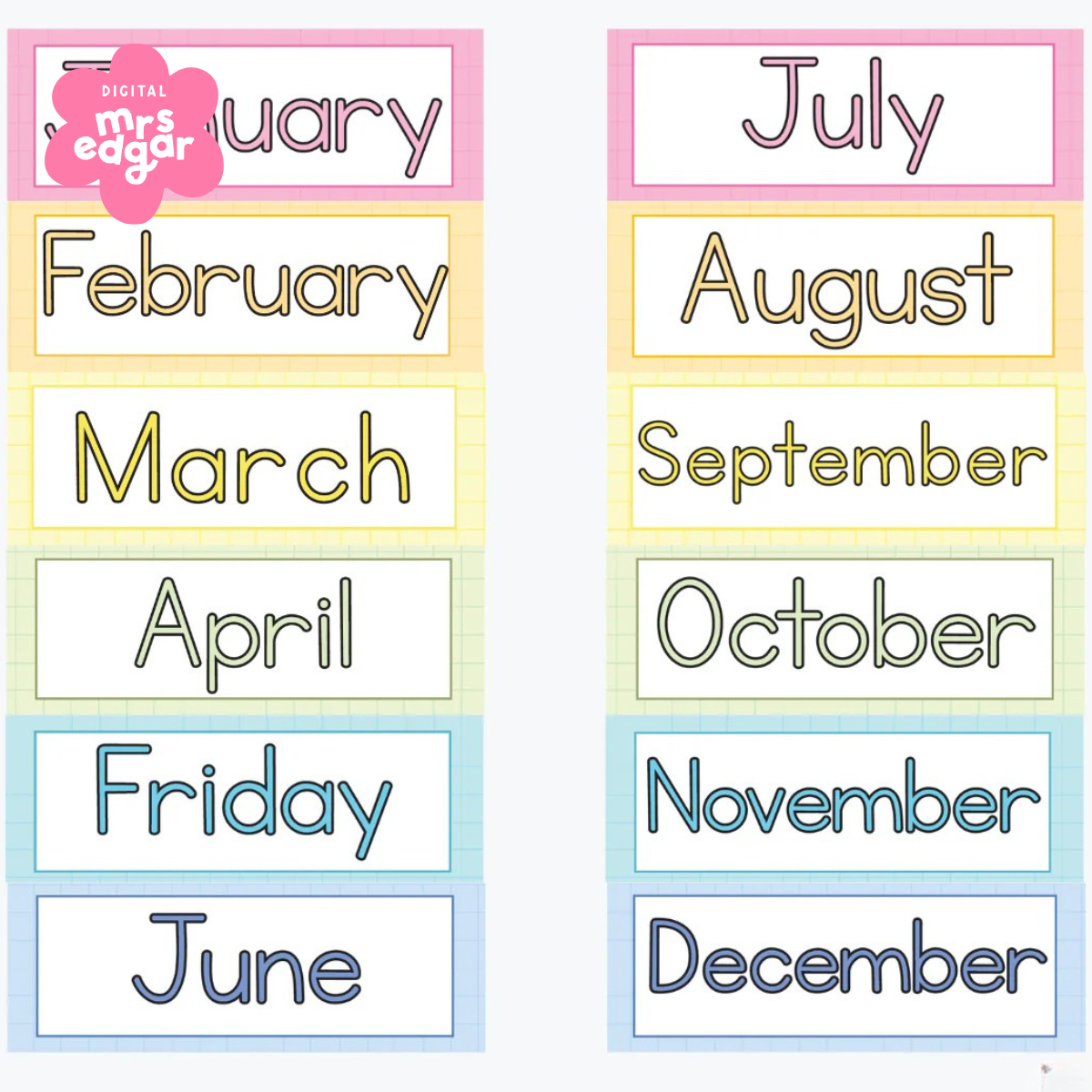 Months of the Year Labels – Mrs Edgar