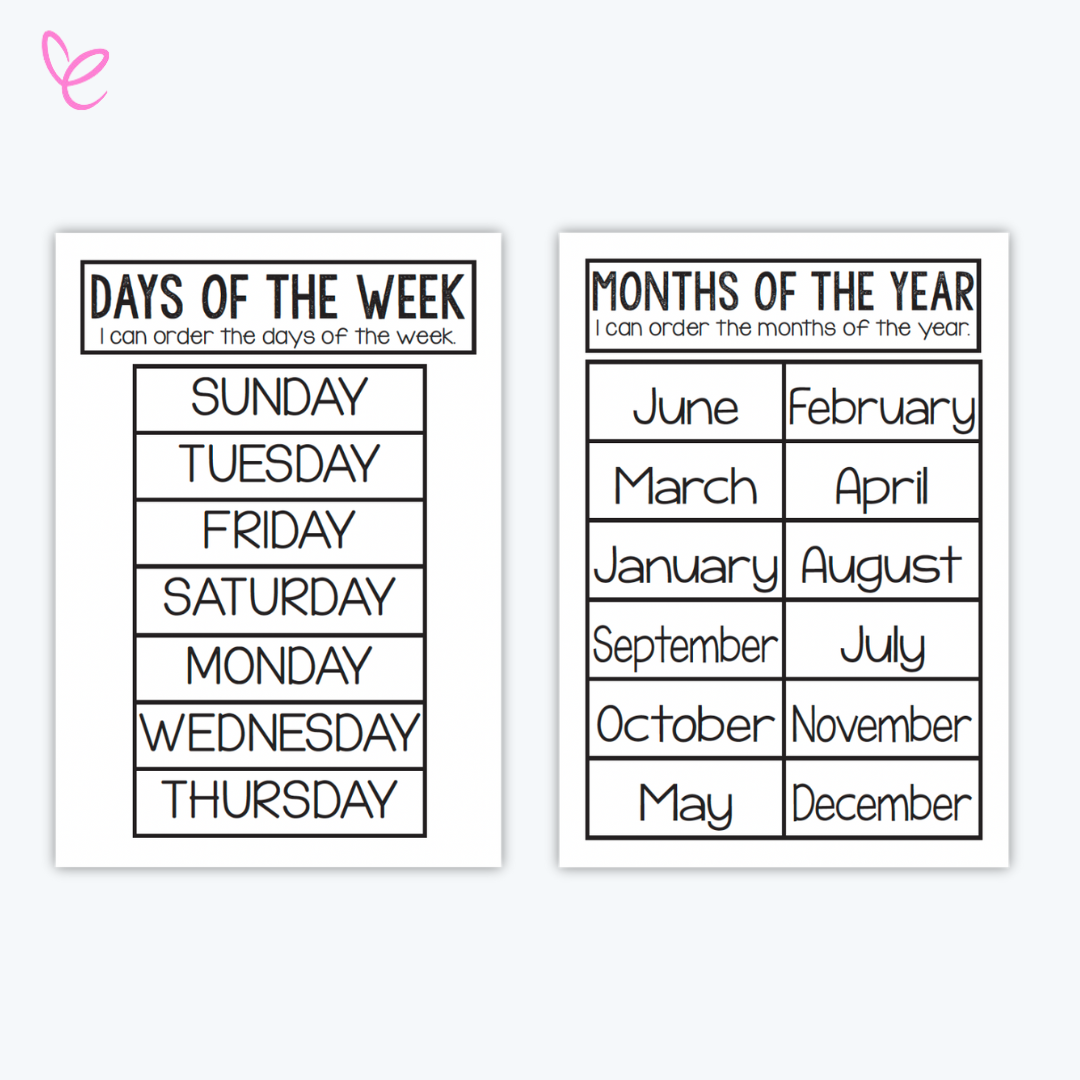 Days of the Week, Months of the Year – Mrs Edgar