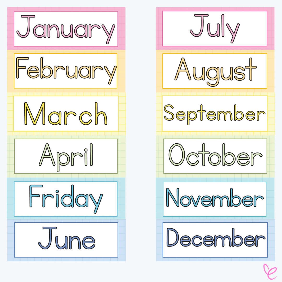 Months of the Year Labels – Mrs Edgar