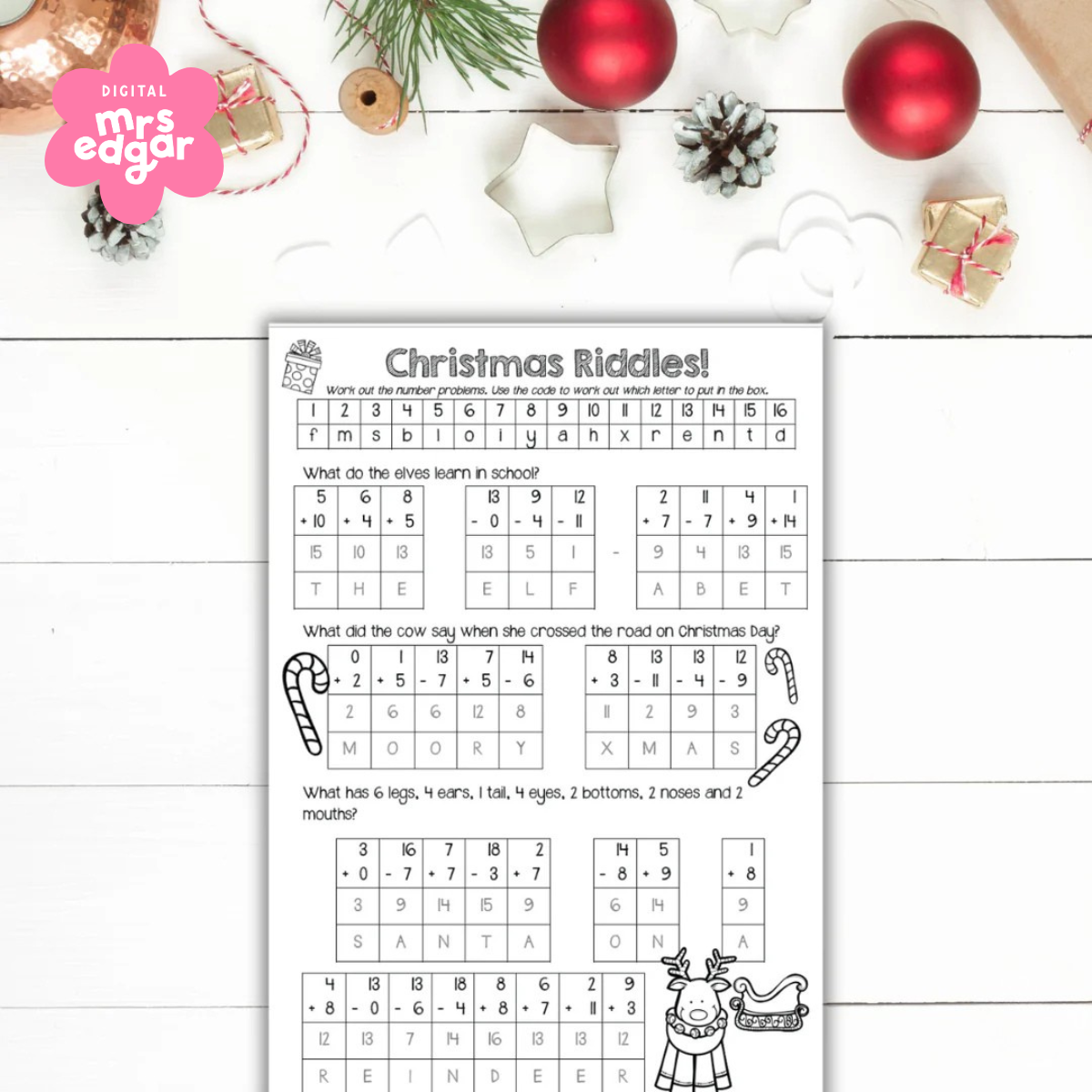 Christmas Crack the Code Riddles Years 1–2 Maths – Mrs Edgar