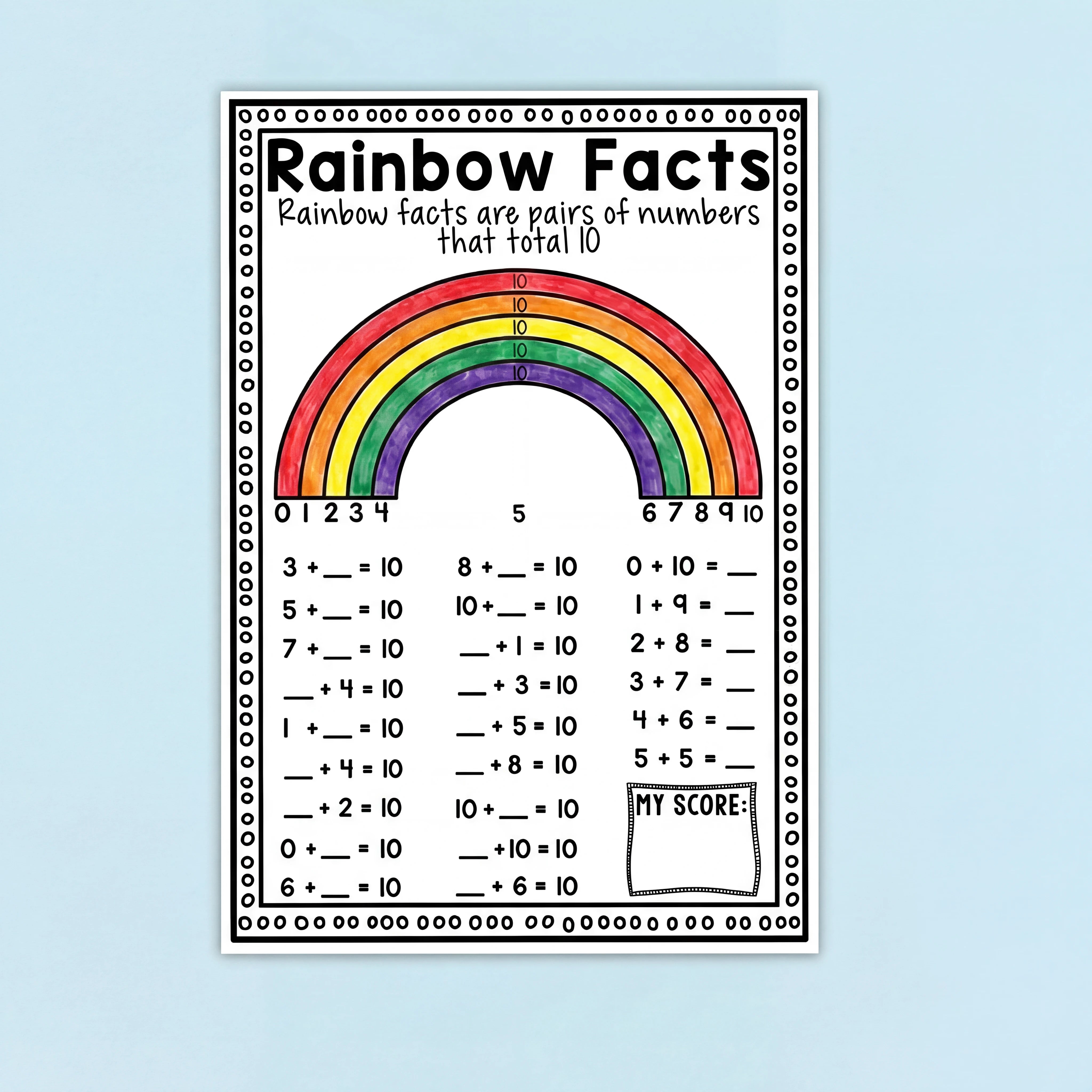 Rainbow Facts Worksheet – Mrs Edgar